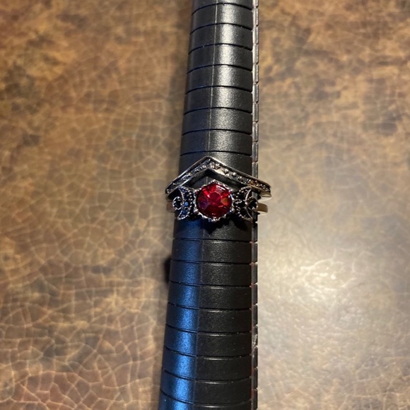 Jewelry | 2pc Ring Red Ruby Triple Moon Goddess Hecate Mother Witch ...